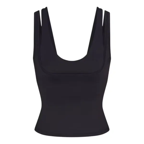 Nike X Skims Matte Double-strap Scoop Tank Top - Obsidian
