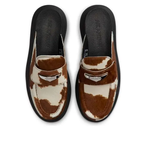 JORDAN Cow Print Platform Mules - Black/baroque Brown/metallic Silver