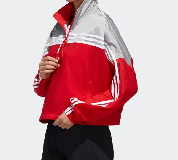 Adidas Cropped Hooded Jacket With Tatting Stitching