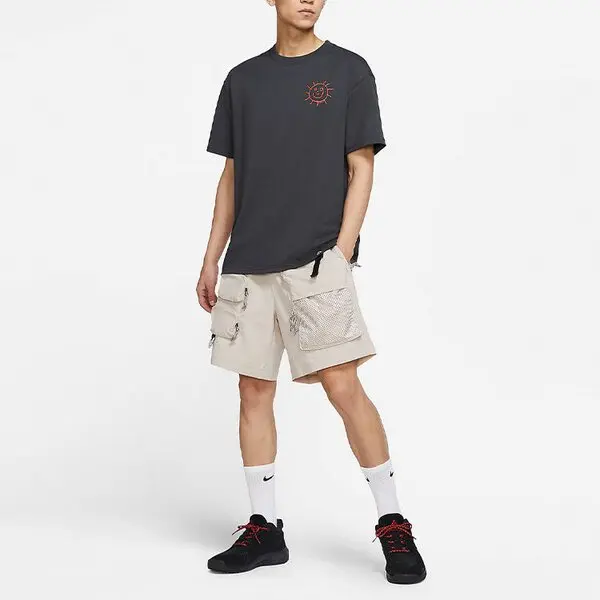 Nike X Smiling Face Logo Round Neck Breathable Short Sleeve Gray