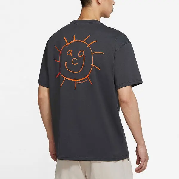 Nike X Smiling Face Logo Round Neck Breathable Short Sleeve Gray
