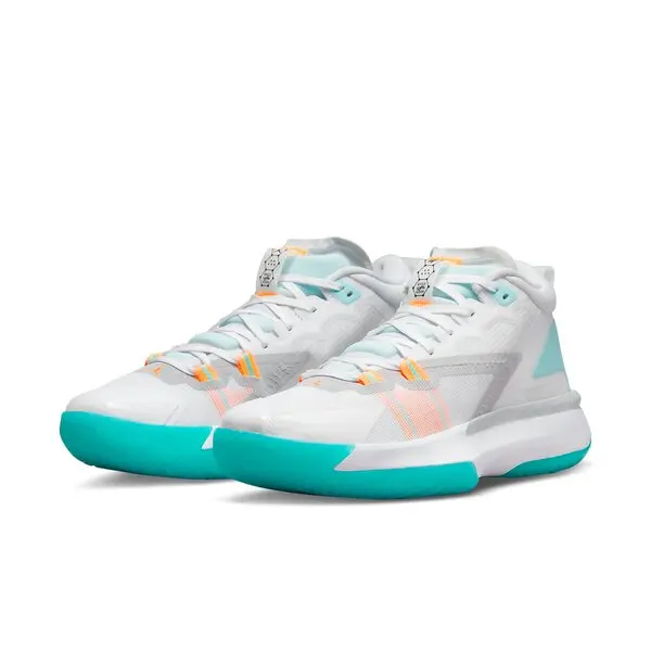 JORDAN Air Zion 1 High Top Sneakers - White/teal Orange