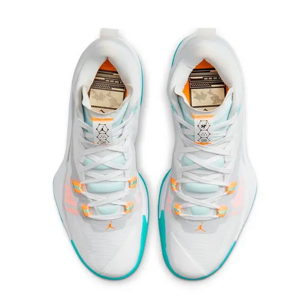 JORDAN Air Zion 1 High Top Sneakers - White/teal Orange