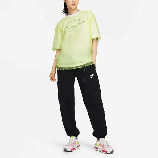 Nike Tulle Short Sleeve Top - Yellow