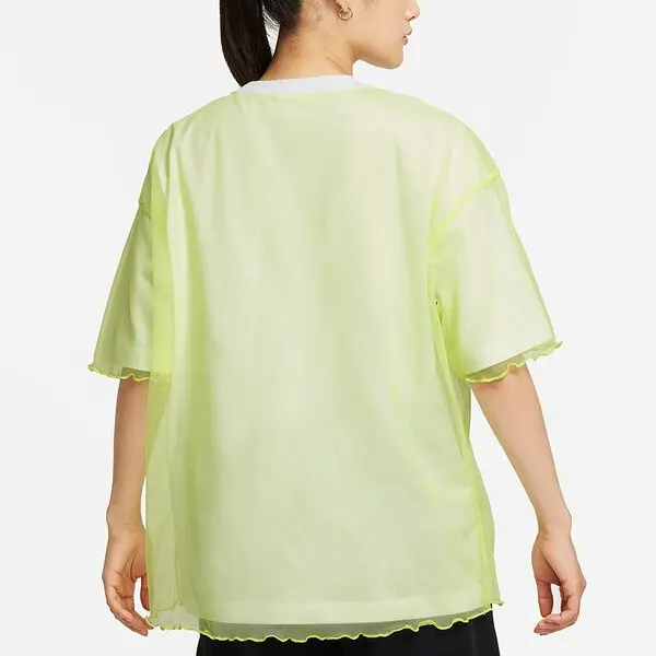 Nike Tulle Short Sleeve Top - Yellow