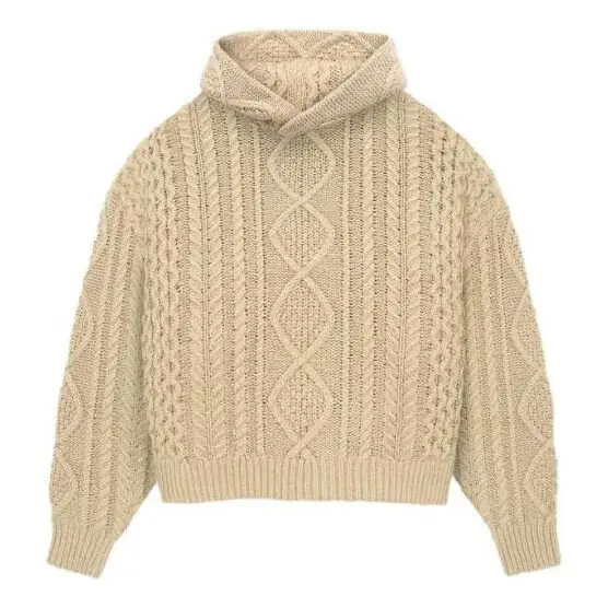 Fear Of God Fw23 Cable Knit Hoodie 'gold Heather - Tan/beige