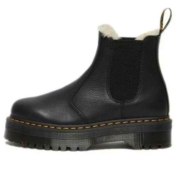 Dr. Martens 2976 Faux Fur Lined Platform Chelsea Boots - Black