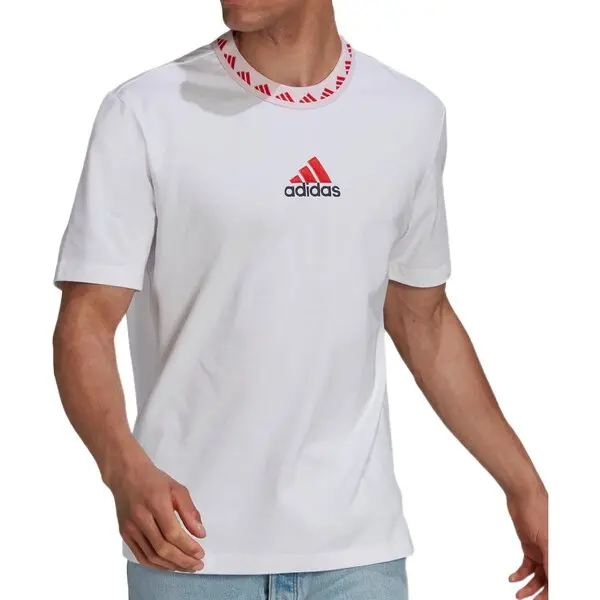 Adidas Logo Round Neck Pullover Sports Short Sleeve Bayern Munich White