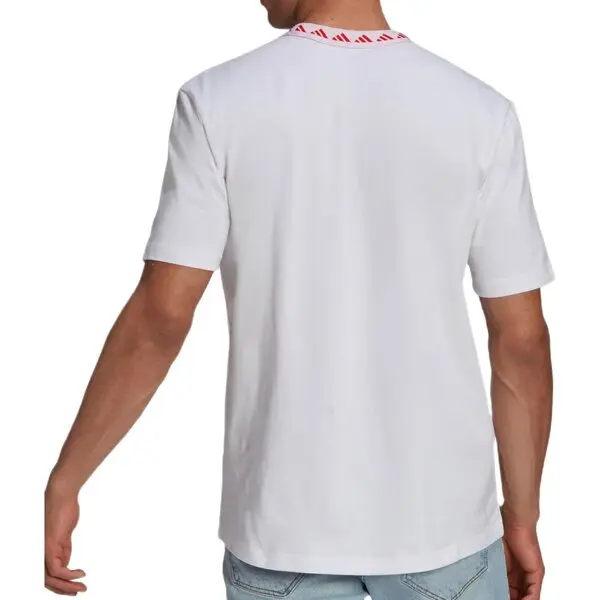 Adidas Logo Round Neck Pullover Sports Short Sleeve Bayern Munich White