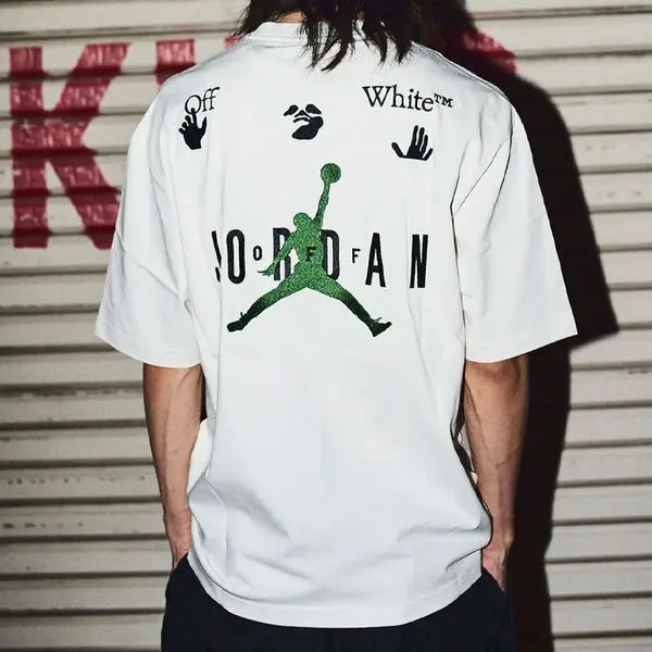 JORDAN X Off-white Mj T-shirt Asia Sizing 'white Black Forest Green - White/black/forest Green