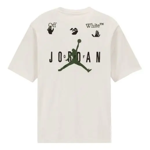 JORDAN X Off-white Mj T-shirt Asia Sizing 'white Black Forest Green - White/black/forest Green