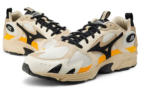 Mizuno Athletic Lace-up Sneakers - Beige/black/orange