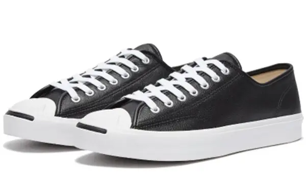 CONVERSE Jack Purcell Low Top Leather Sneakers - Black