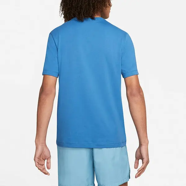 Nike Club Embroidered Logo Round Neck Short Sleeve Blue - Default Color
