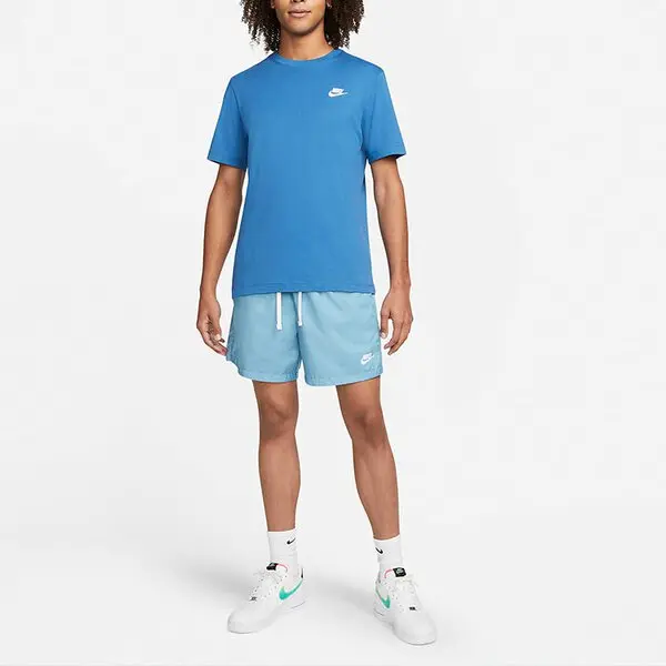Nike Club Embroidered Logo Round Neck Short Sleeve Blue - Default Color