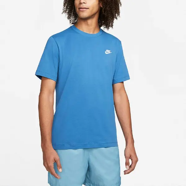 Nike Club Embroidered Logo Round Neck Short Sleeve Blue - Default Color