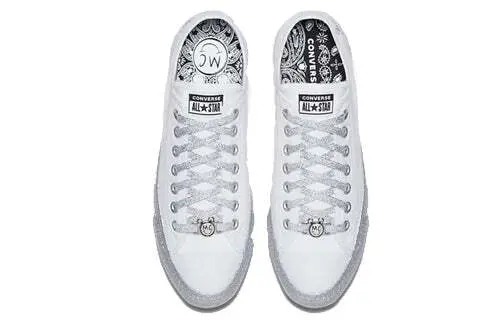 CONVERSE X Miley Cyrus Chuck Taylor All Star Silver Glitter Low Top Sneakers - White
