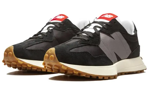 NEW BALANCE 327 "black Castlerock" Casual Sneakers - Black/grey/gum