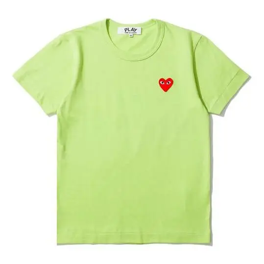 Play Comme Des Garcon Short Sleeve T-shirt With Heart Applique - Green