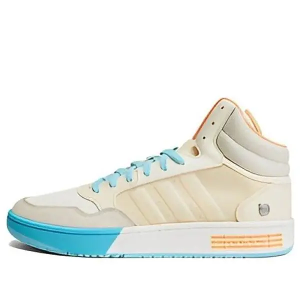 Adidas Hoops 3.0 Mid Shoes - Beige/light Blue/orange