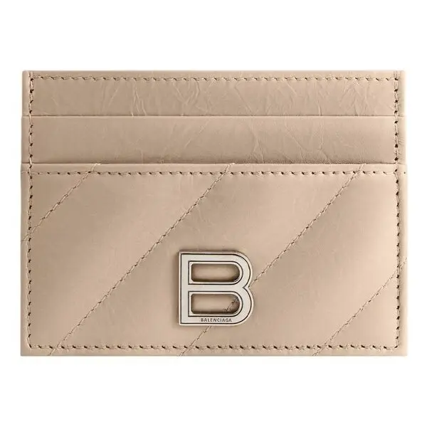 Balenciaga Crush Card Holder Quilted - Beige