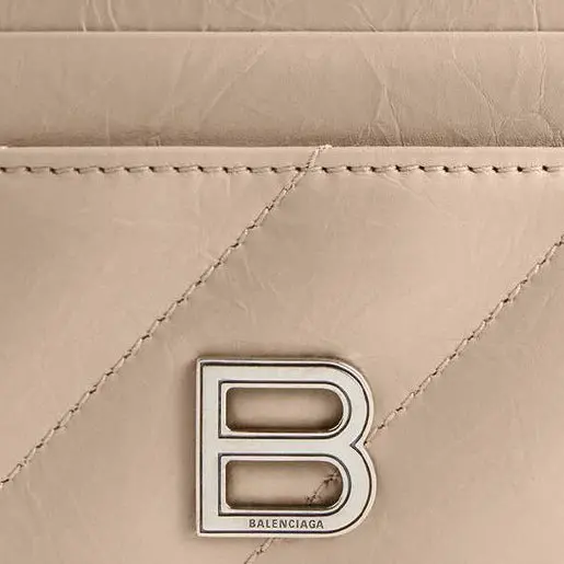 Balenciaga Crush Card Holder Quilted - Beige