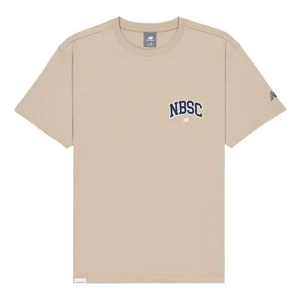 NEW BALANCE Small Nbsc Graphic T-shirt Asia Sizing 'beige Navy - Beige/navy