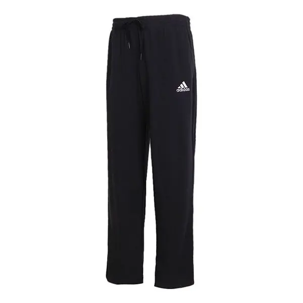 Adidas Solid Color Logo Casual Sports Elastic Waistband Long Pants - Black