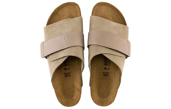 BIRKENSTOCK Kyoto Nubuk Leather Slides - Tan