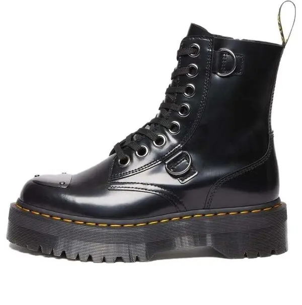 Dr. Martens Jadon Buttero Leather Platform Combat Boots - Black