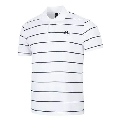 Adidas Stripe Small Label Athleisure Casual Sports Short Sleeve Polo Shirt White - Multi-color