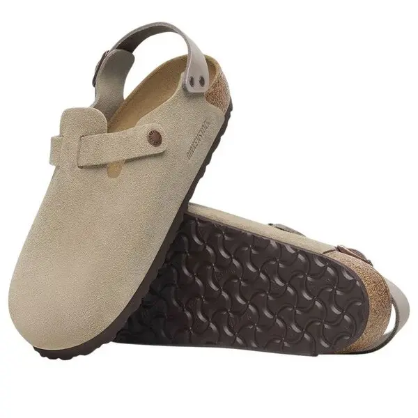 BIRKENSTOCK Tokio Suede Clogs With Adjustable Straps - Taupe