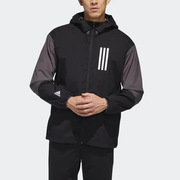 Adidas Windbreaker Jacket With Sporty Stripes
