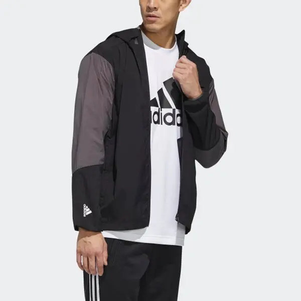 Adidas Windbreaker Jacket With Sporty Stripes