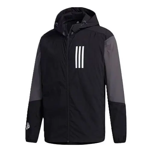 Adidas Windbreaker Jacket With Sporty Stripes - Black