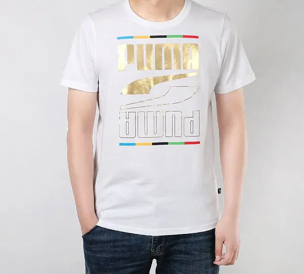 PUMA Casual Sports Bronzing Logo Alphabet Printing Round Neck