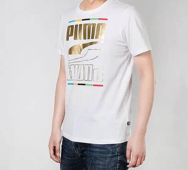 PUMA Casual Sports Bronzing Logo Alphabet Printing Round Neck