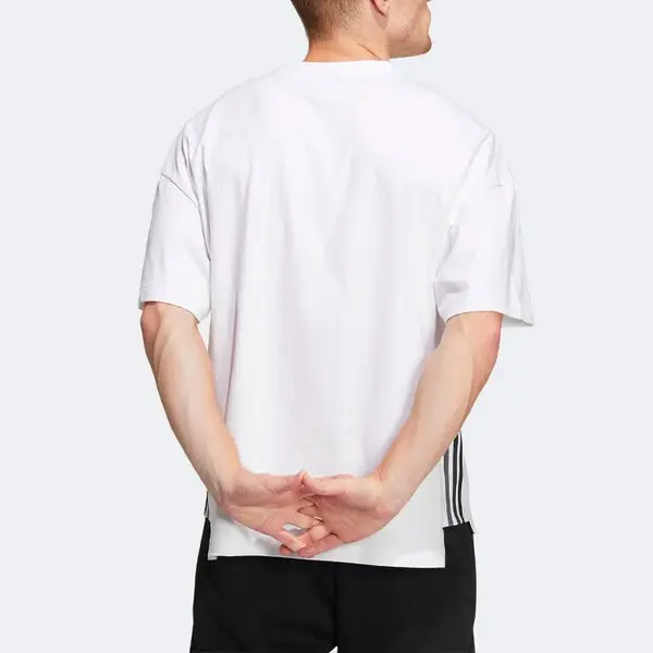 Adidas City Loose T Side Contrasting Colors Round Neck Pullover Short Sleeve White