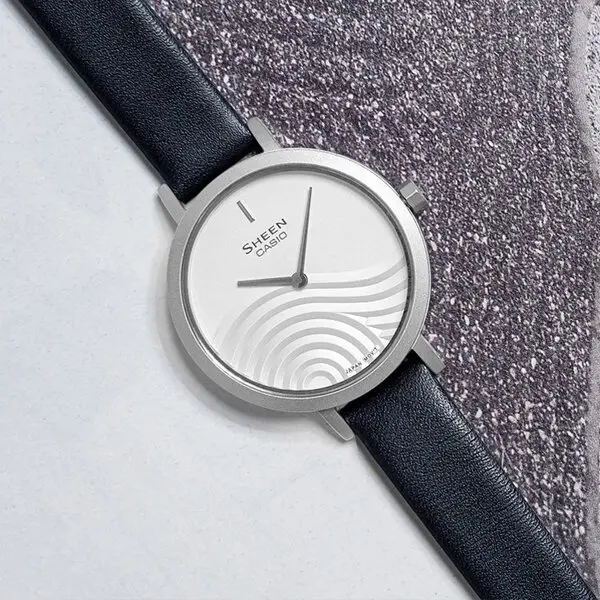 Casio Sheen Analog Leather Strap Watch