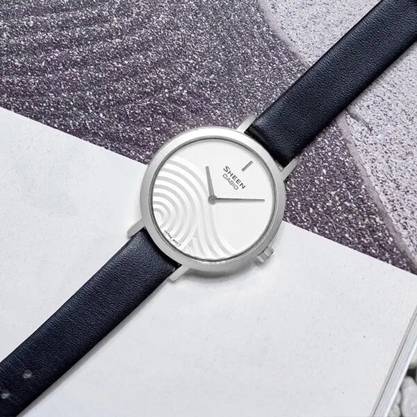 Casio Sheen Analog Leather Strap Watch