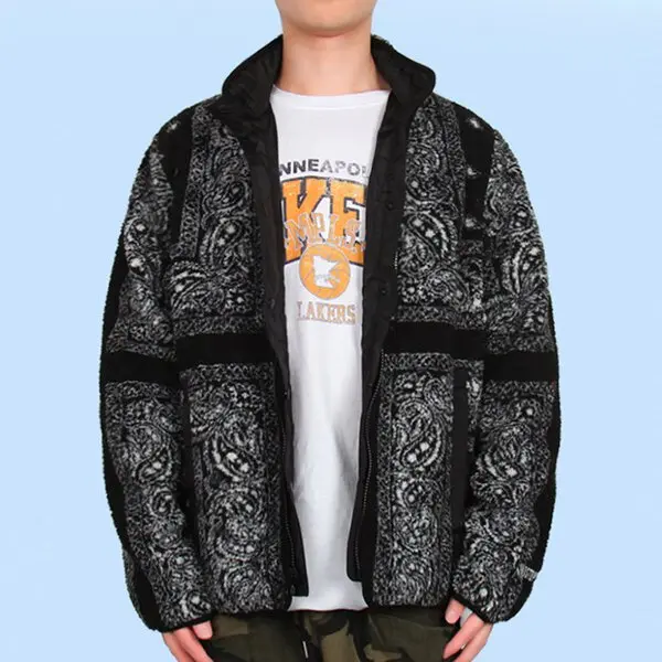 Supreme Reversible Bandana Fleece Jacket - Black