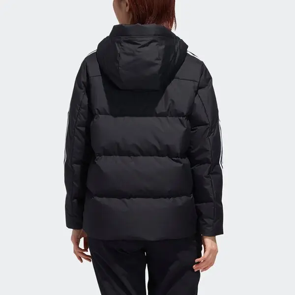 Adidas Padded Hooded Down Jacket With Signature Stripes