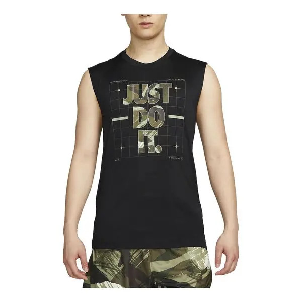 Nike Dri-fit Camouflage Graphic Sleeveless T-shirt - Black
