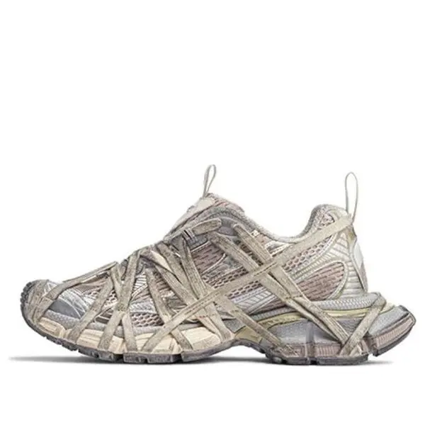 Balenciaga 3xl Extreme Lace Sneakers In Mesh And Polyurethane - Beige/grey