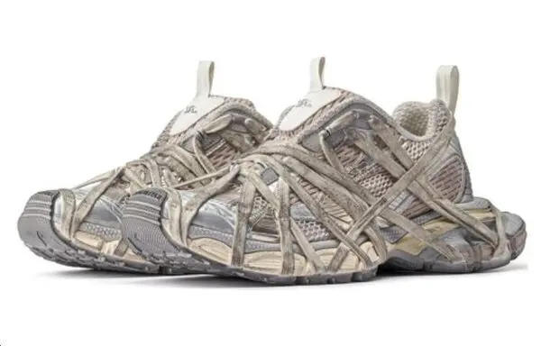 Balenciaga 3xl Extreme Lace Sneakers In Mesh And Polyurethane - Beige/grey