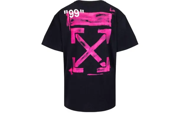 Off-White Arrow Pattern Short Sleeve Loose Fit T-shirt - Black