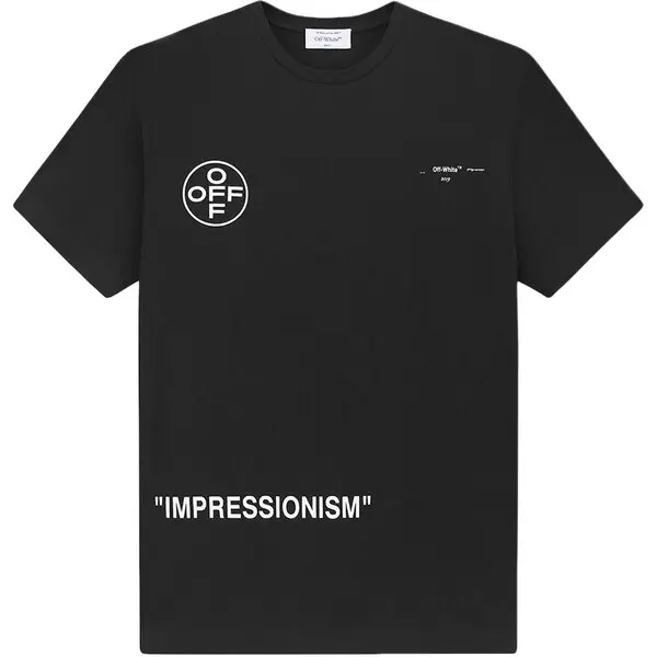 Off-White Arrow Pattern Short Sleeve Loose Fit T-shirt - Black