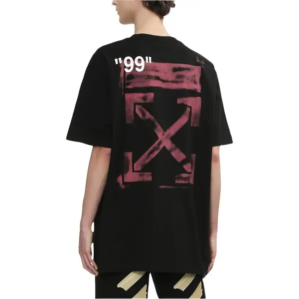 Off-White Arrow Pattern Short Sleeve Loose Fit T-shirt - Black