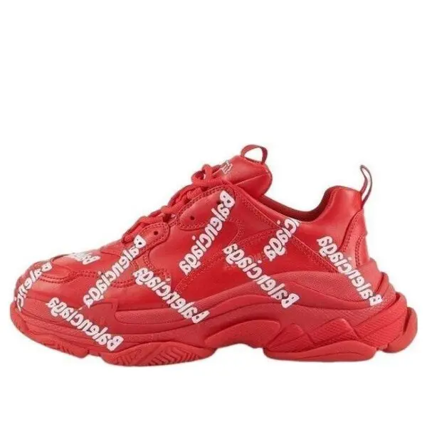 Balenciaga Triple S Allover Logo Sneakers - Red/white