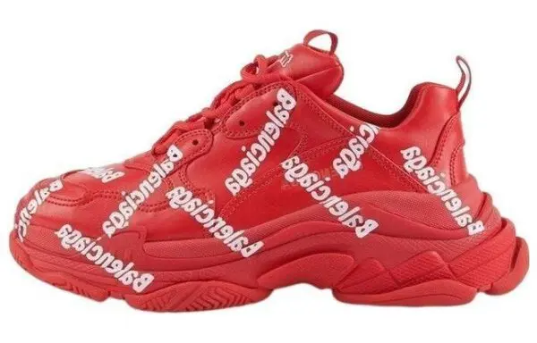 Balenciaga Triple S Allover Logo Sneakers - Red/white